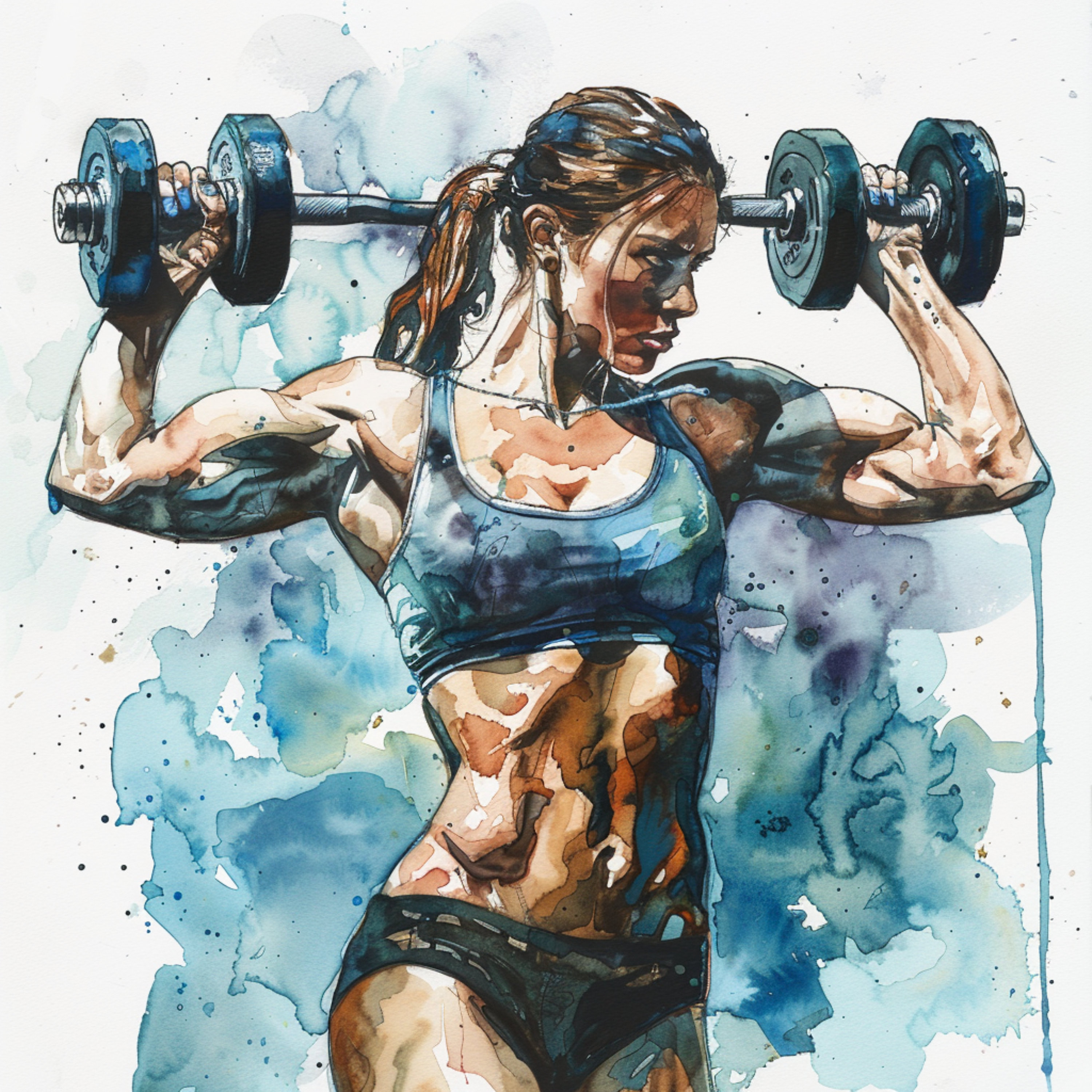 Dynamic Fitness Art, Woman Lifting Weights Gym Wall Decor, Colorful Workout Artwork, Athlete ...