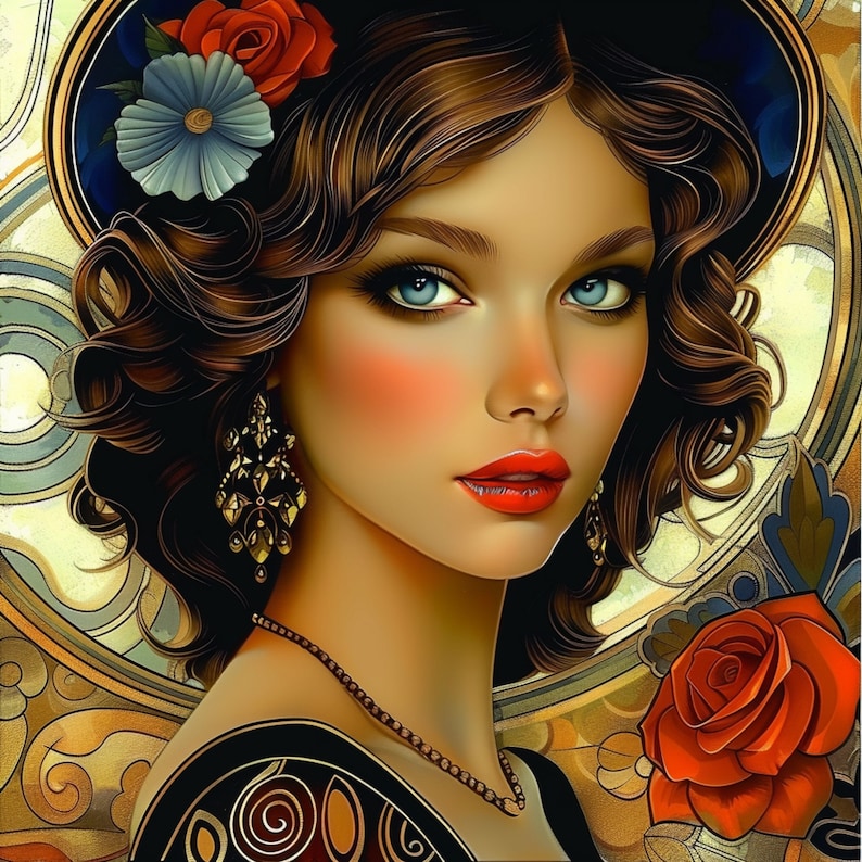 THIRTEEN Art Deco Female Portraits, Vintage Digital Art, Instant ...