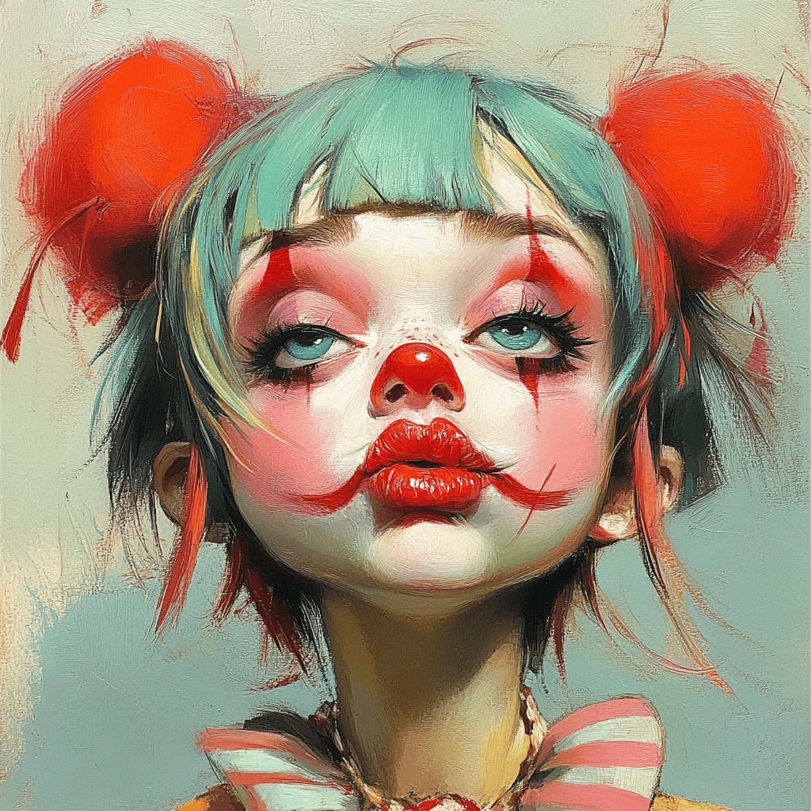 7 Colorful Clown Portrait Poster, Unique Artistic Clown Painting Print ...