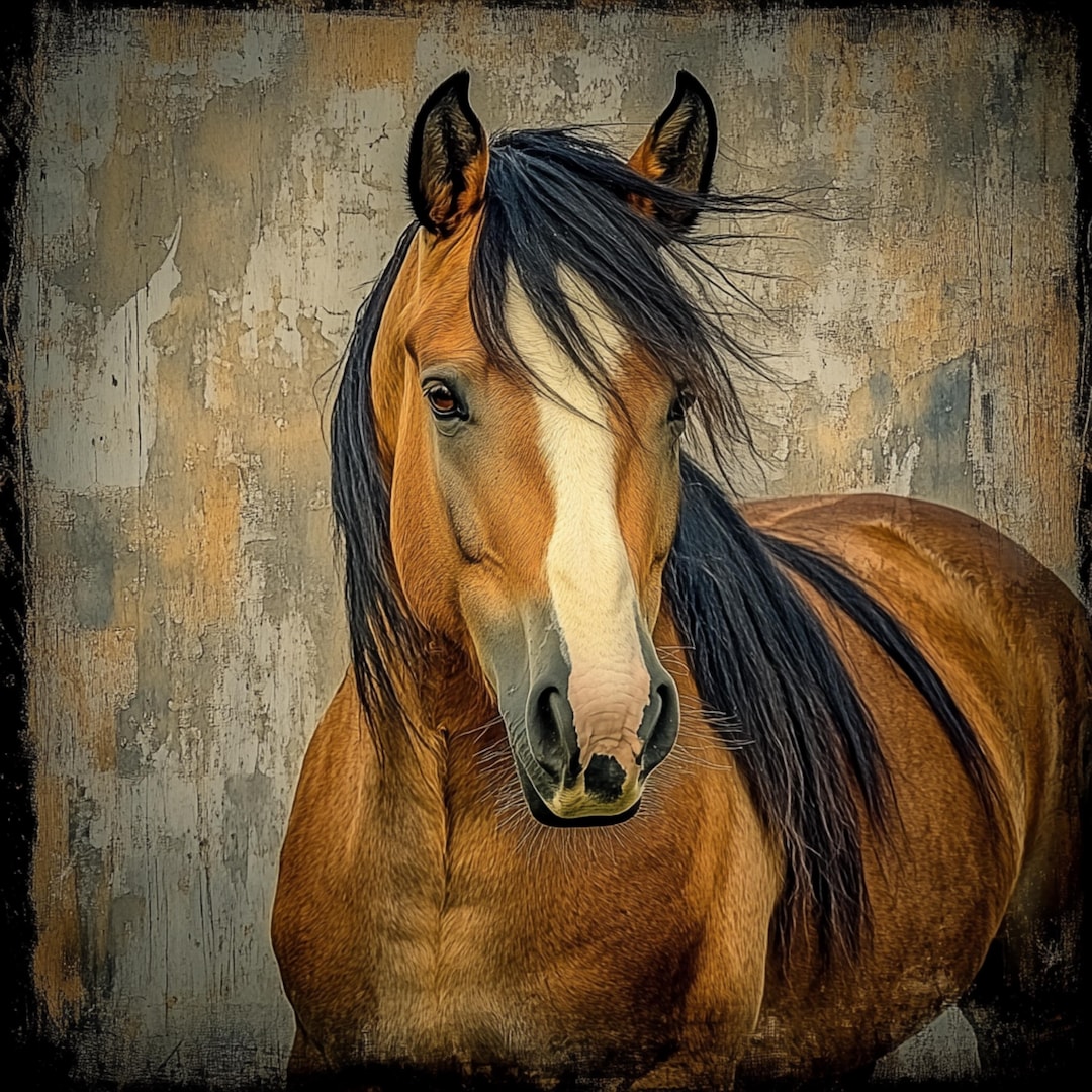 12 Digital Images, Horse Portrait, Equestrian Art, Square Horse Artwork ...