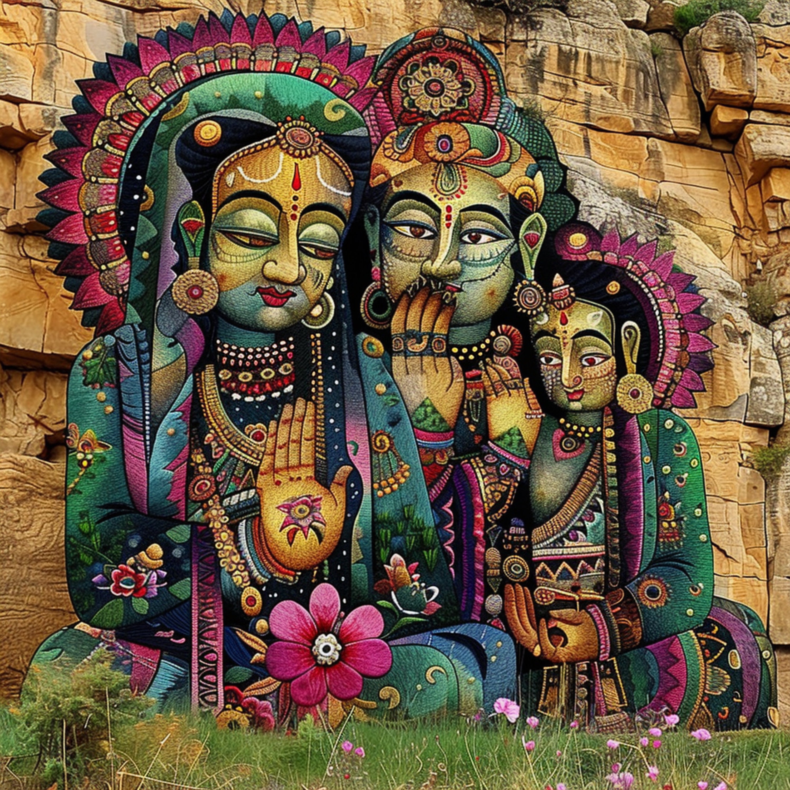 10 Traditional Khajuraho Embroidery Digital Artwork, Large Poster ...