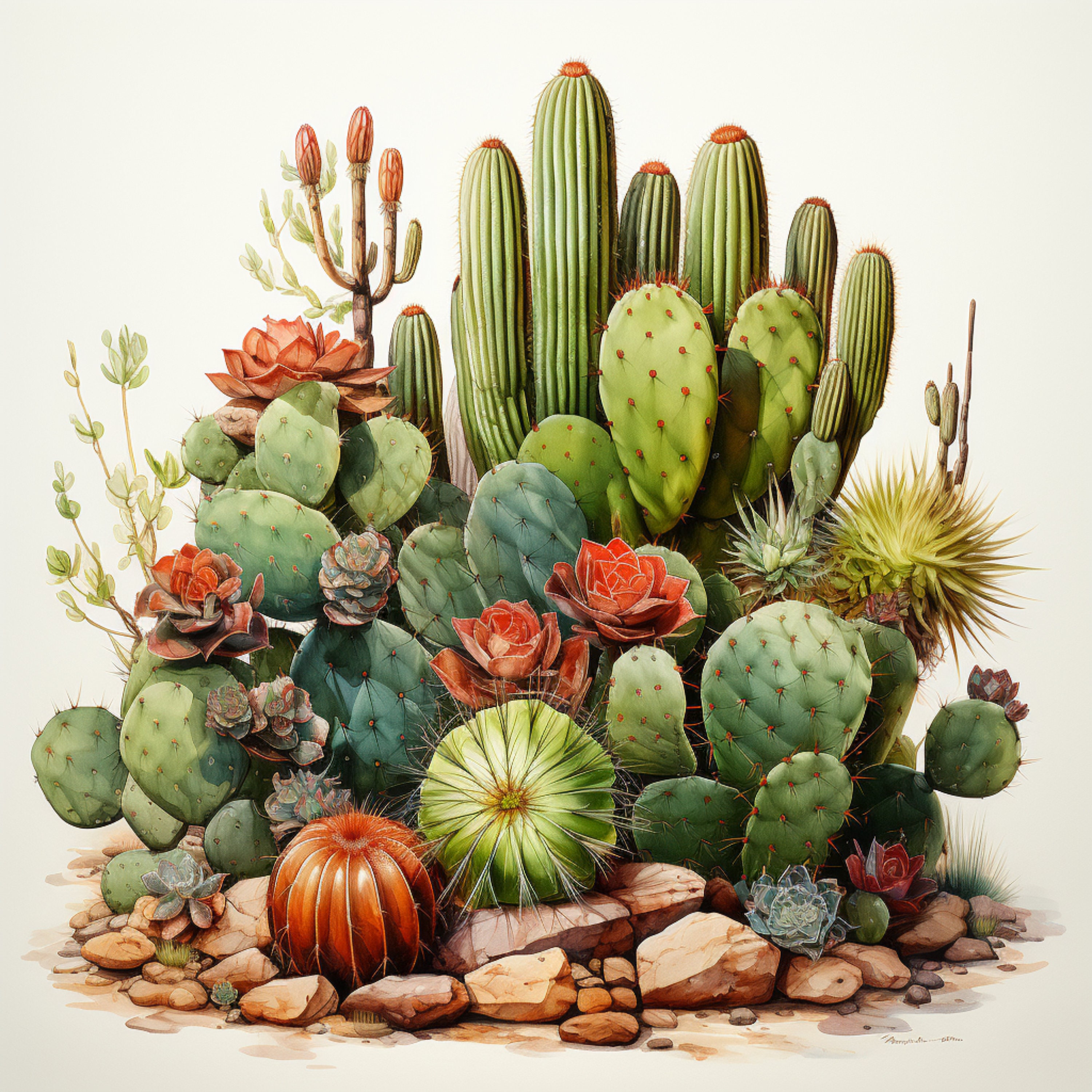 EIGHTEEN Colorful Cactus Digital Print, Southwestern Decor Wall Art ...