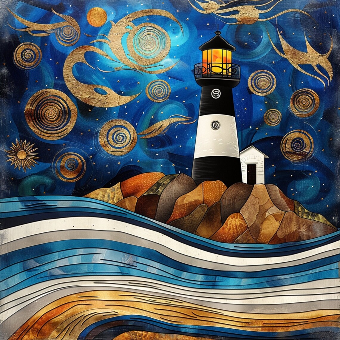 11 Digital Lighthouse Wall Art, Contemporary Coastal Decor, Large ...