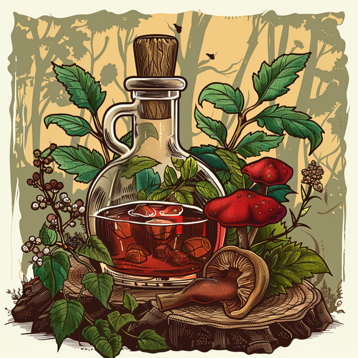 NINE Botanical Tea Digital Wall Art, Vintage-inspired Kitchen Decor ...