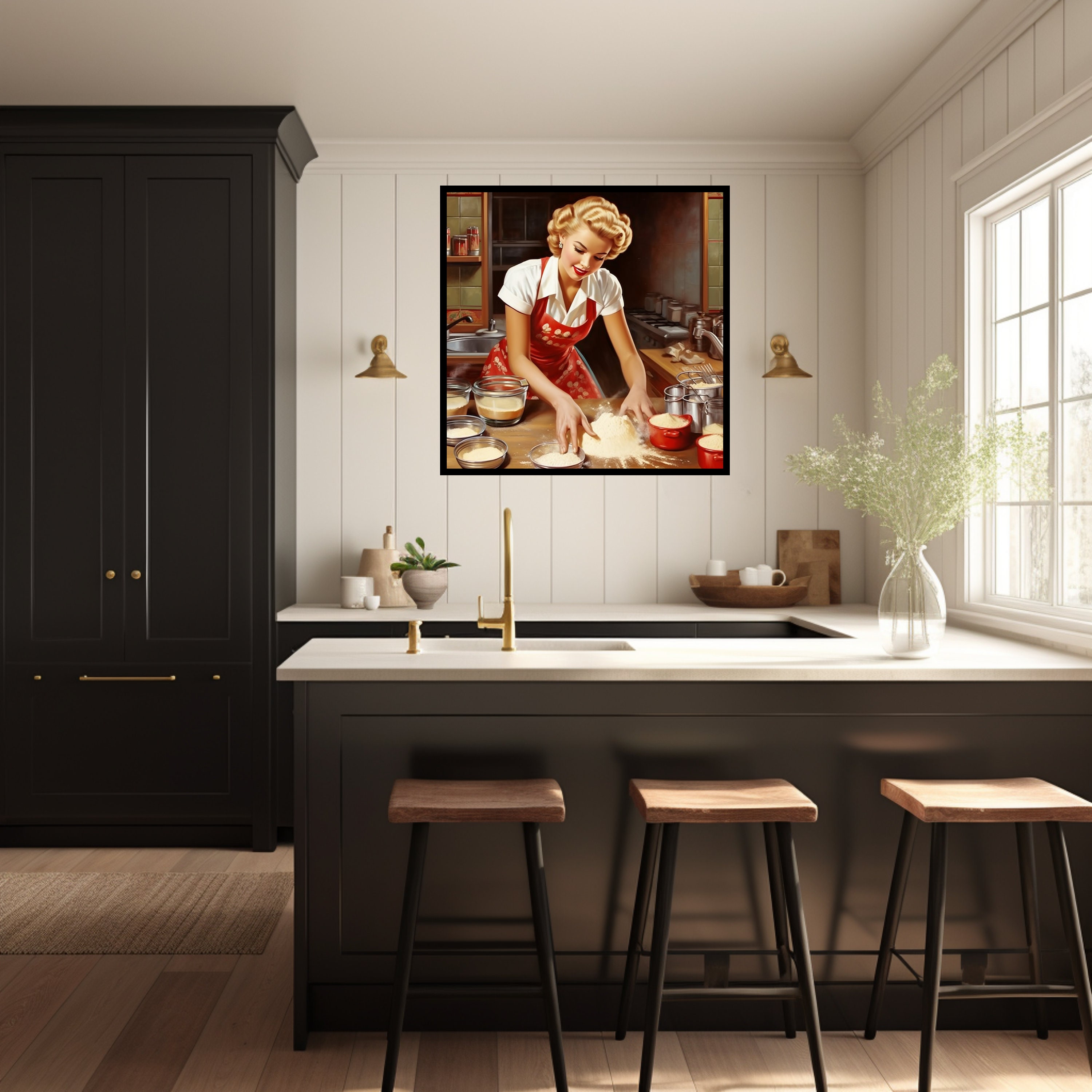 FIVE Woman Cooking Prints Retro Vintage Style Wall Decor Instant ...