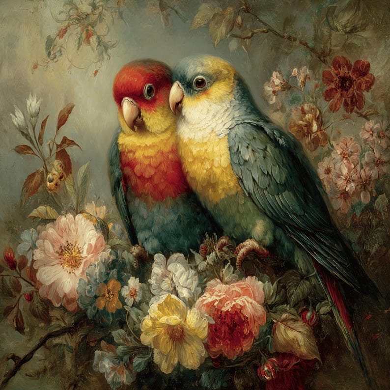 15 Colorful Parrot Portraits Digital Wall Art, Tropical Bird Paintings ...