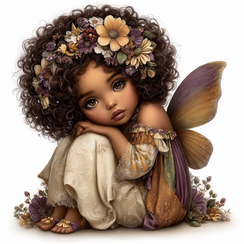 35 Fairy Girl Digital Images for DIY Wall Art, Fantasy Floral Portraits ...