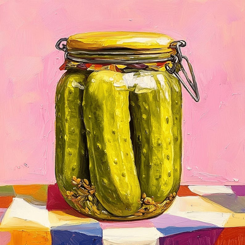 Kitchen Dining Room Wall Decor Dill Pickle Artwork Print Large Square ...