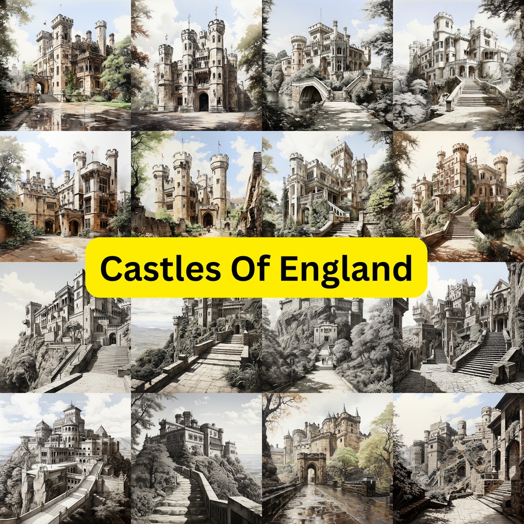 FORTY Castles of England Vintage Watercolor Style Digital Wall Art ...