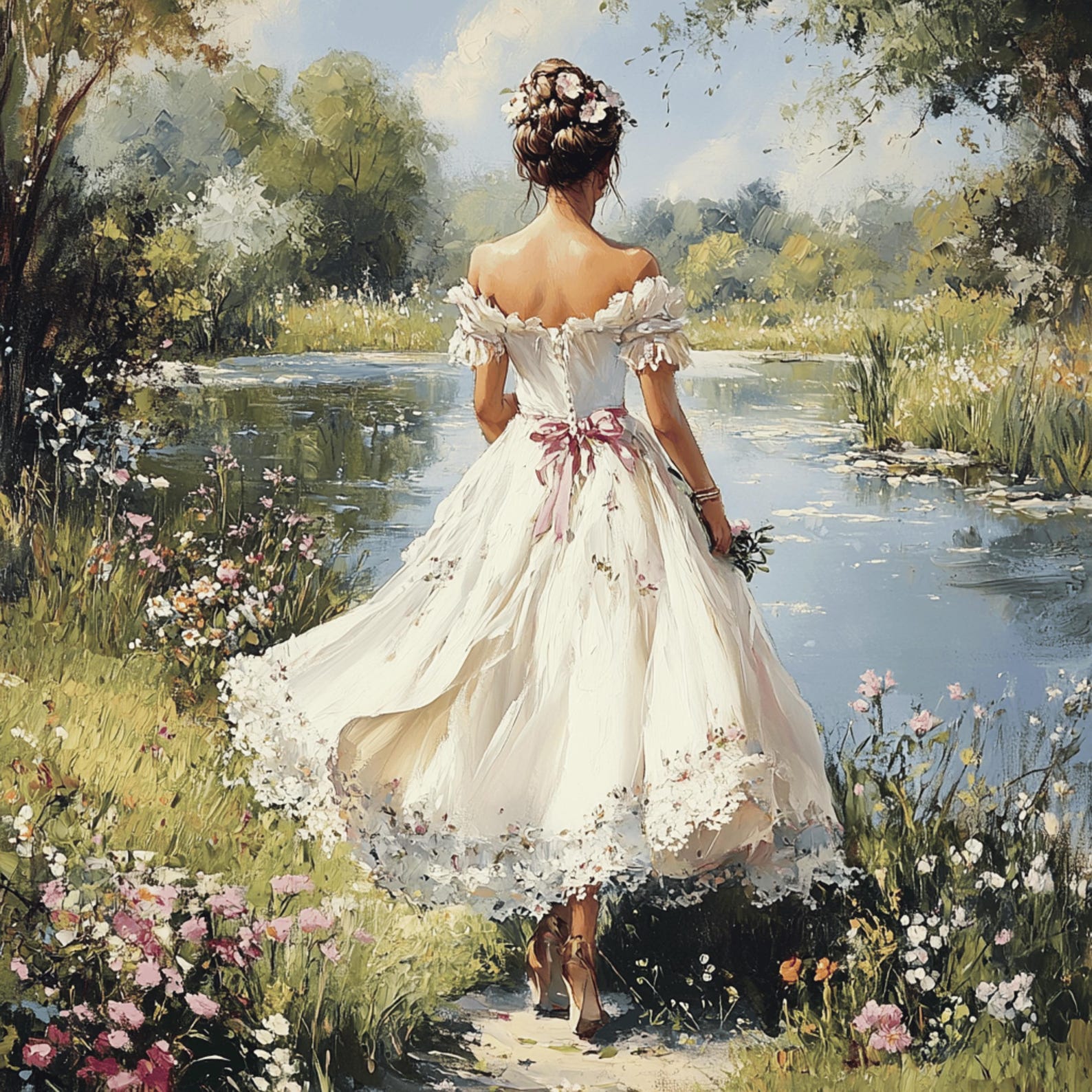 11 Lady by the Water Printable Wall Art, Romantic Vintage Dress Art ...