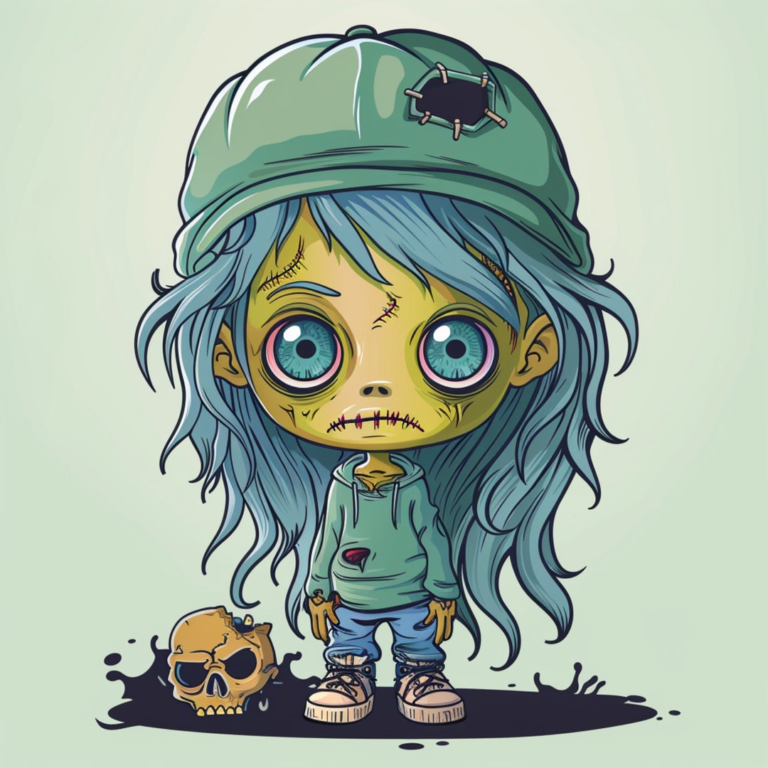 8 Chibi Children Zombie Wall Art, Set of Eight Digital Images, Kids ...