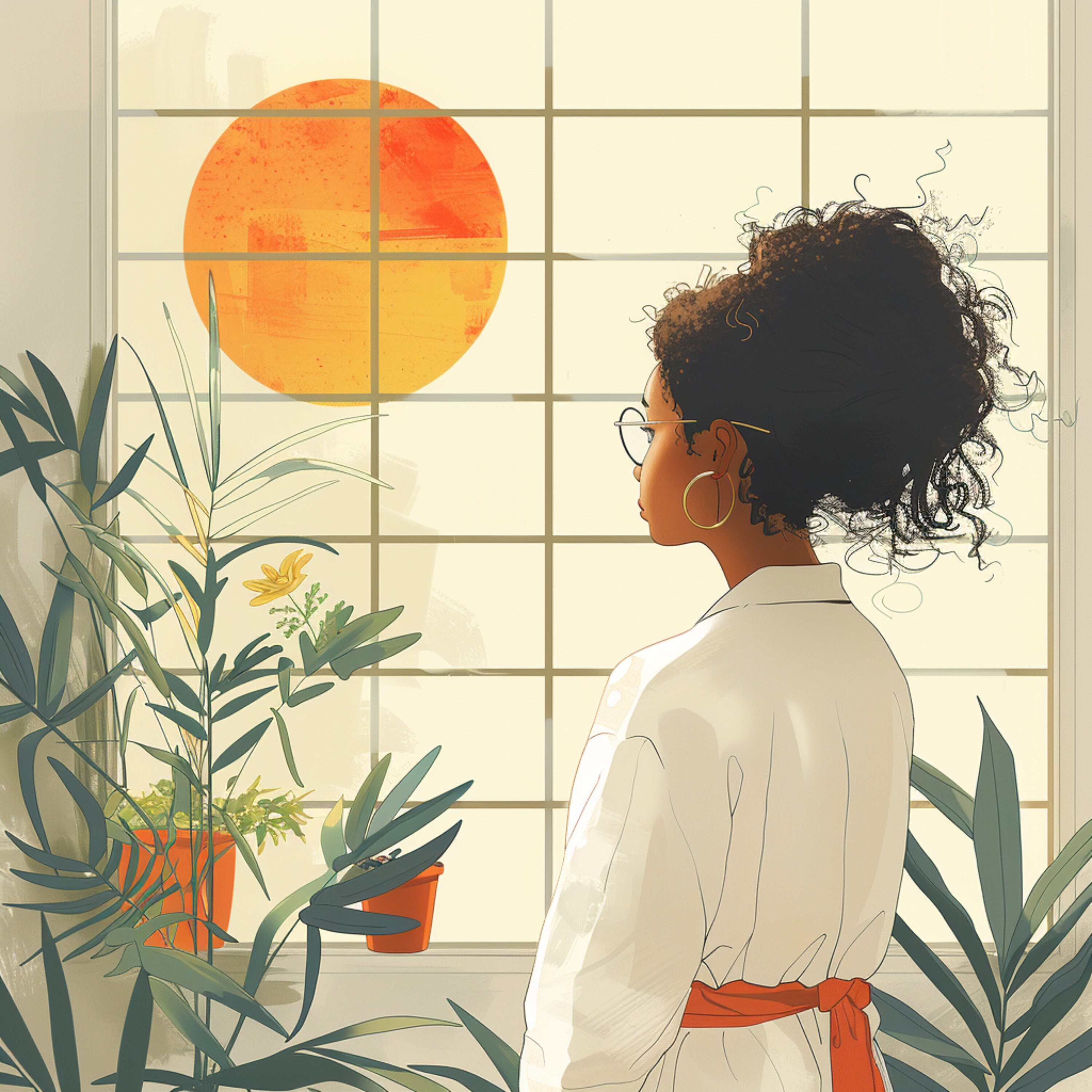 ELEVEN Tranquil Evening, Afro Woman Contemplating, Thinking Woman ...