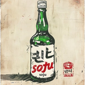 9 Vintage Soju Bottle Poster Set, Korean Alcohol Wall Art, Retro Bar ...