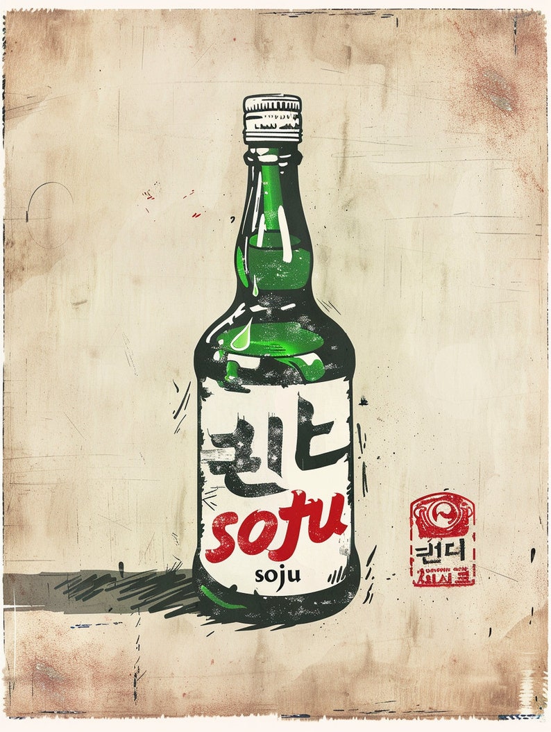 9 Vintage Soju Bottle Poster Set, Korean Alcohol Wall Art, Retro Bar ...