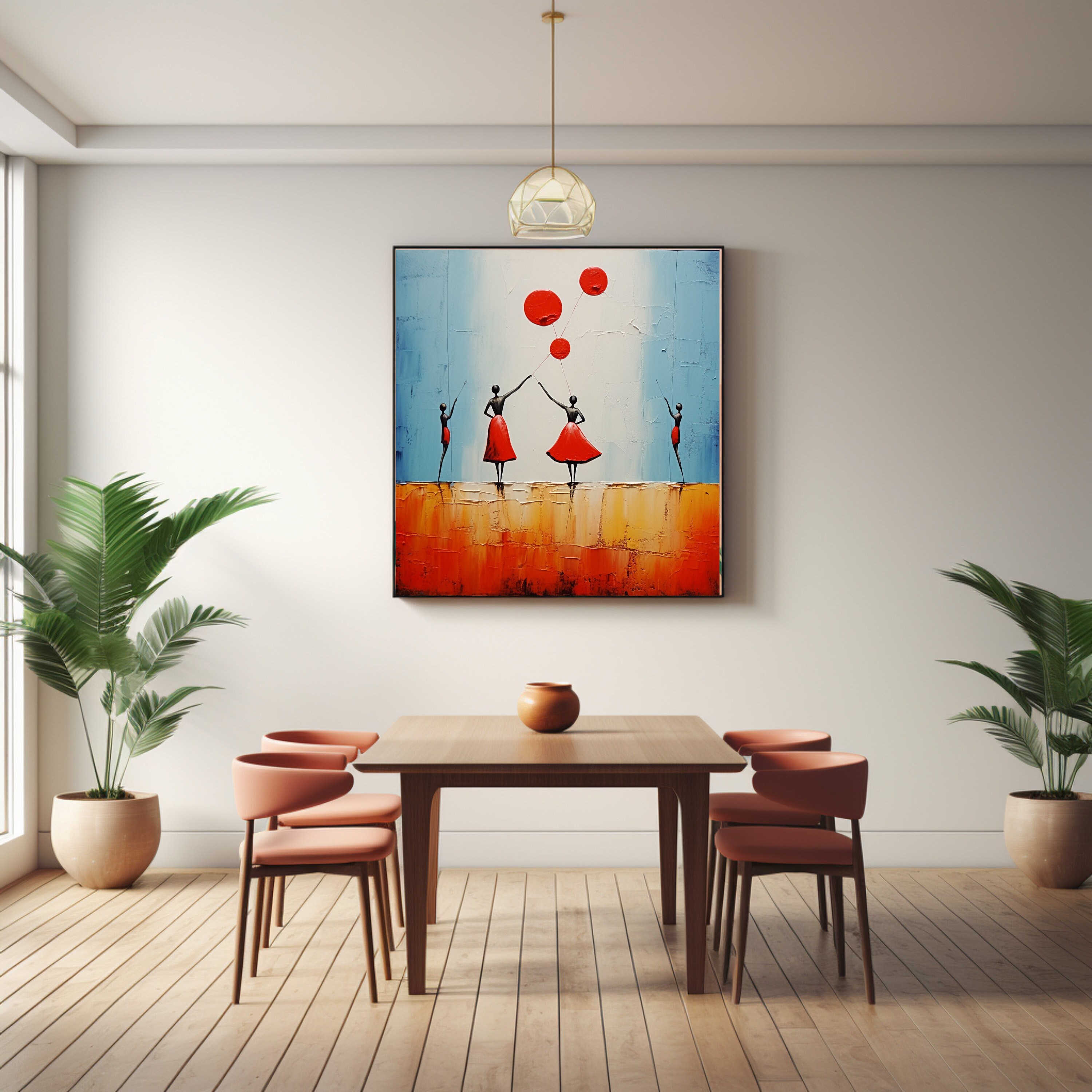 THREE Contemporary Stick Figure Artwork Wall Decor Instant - Etsy