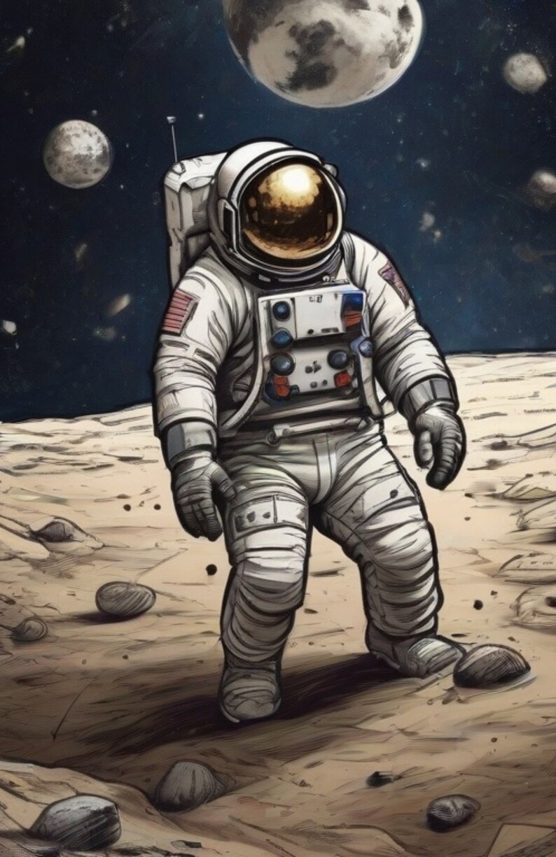 FOUR Spaceman Astronaut Posters Wall Art Instant Printable Digital ...