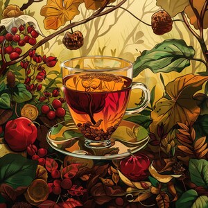 NINE Botanical Tea Digital Wall Art, Vintage-inspired Kitchen Decor ...