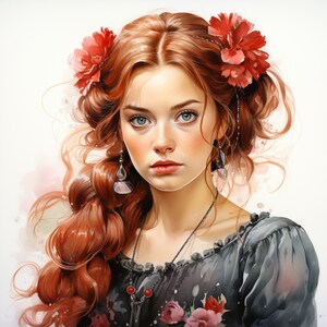 24 Slovakian Female Portraits Wall Art, Vintage Style Women Paintings ...