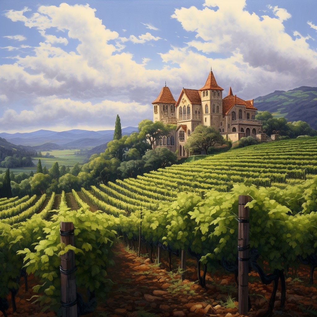 FOURTEEN Napa Valley Art Vineyard, Rustic Painting Sunset Villa Wall ...