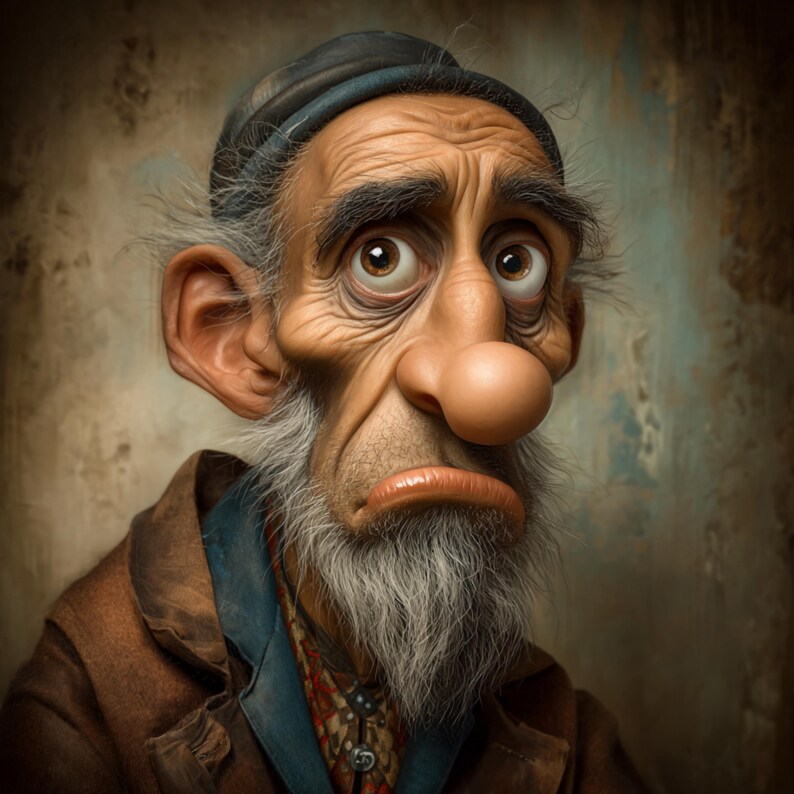 Weird Man Character Art: Whimsical Portrait PNG Bundle (digital ...