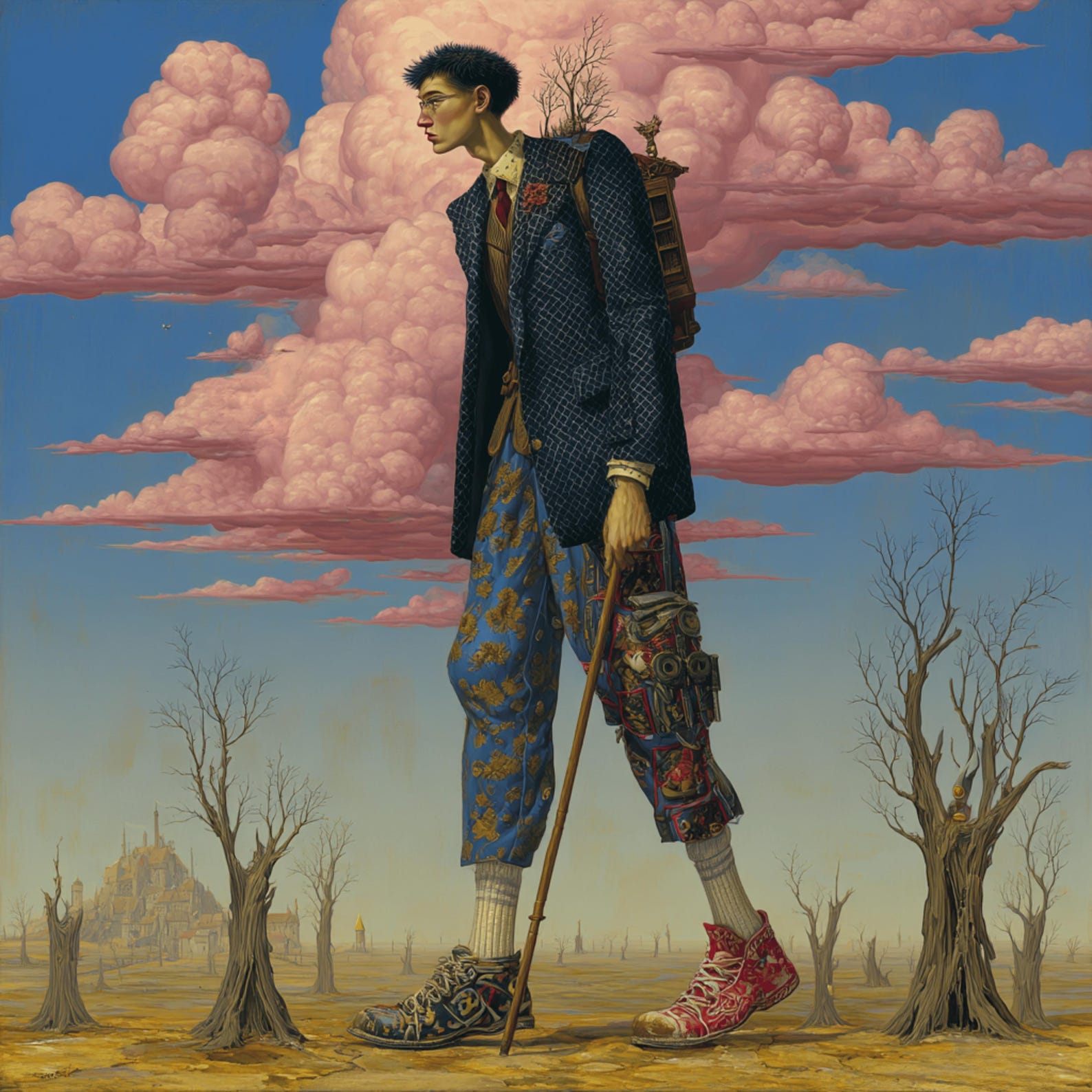 30 Surreal Men Walking Artwork Digital Download, Quirky Fantasy Figures ...