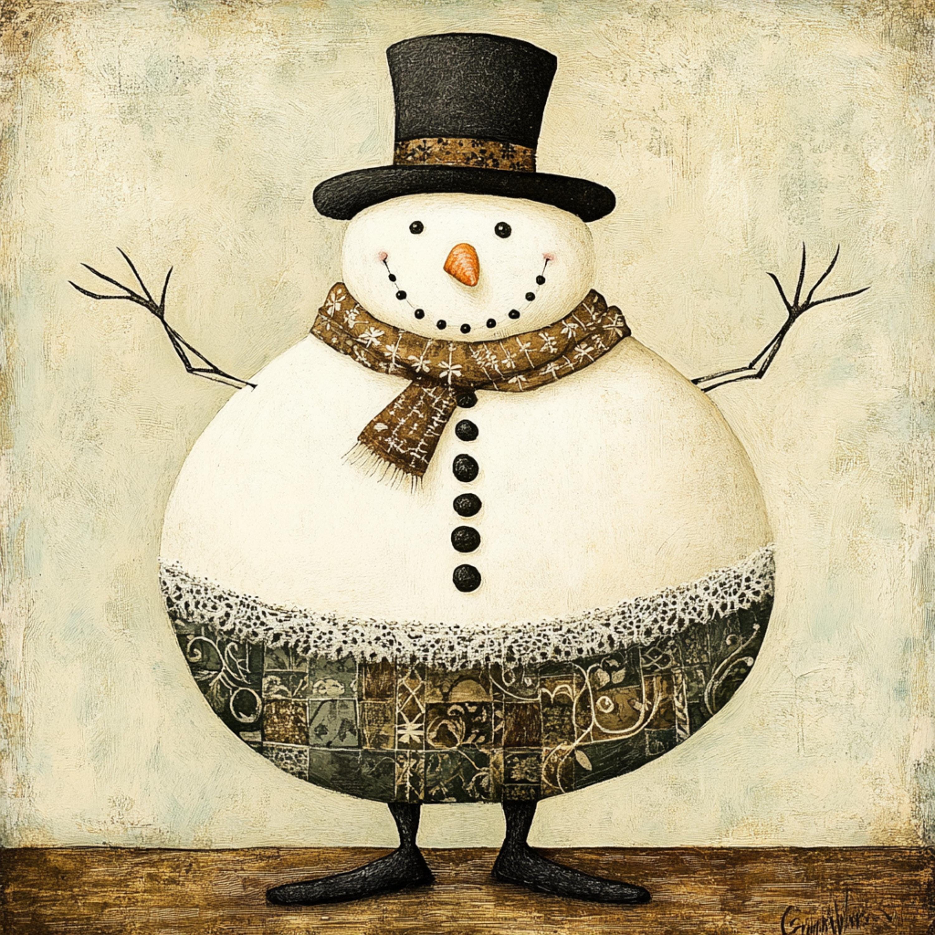 12 Christmas Retro Snowman Digital Art Set, Square Posters, Vintage ...