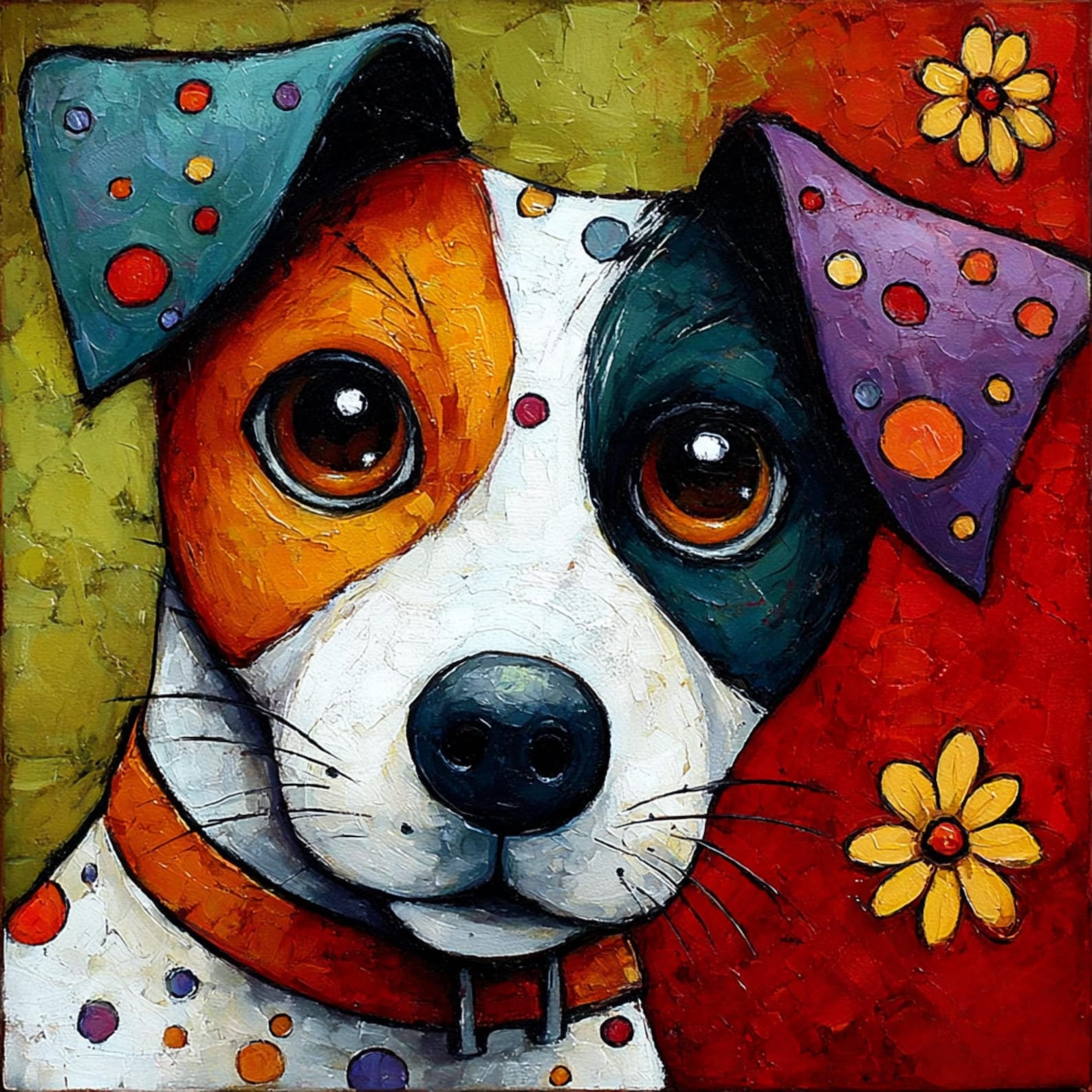 15 Digital Dog Wall Art Images Colorful Whimsical Puppy Portraits DIY ...