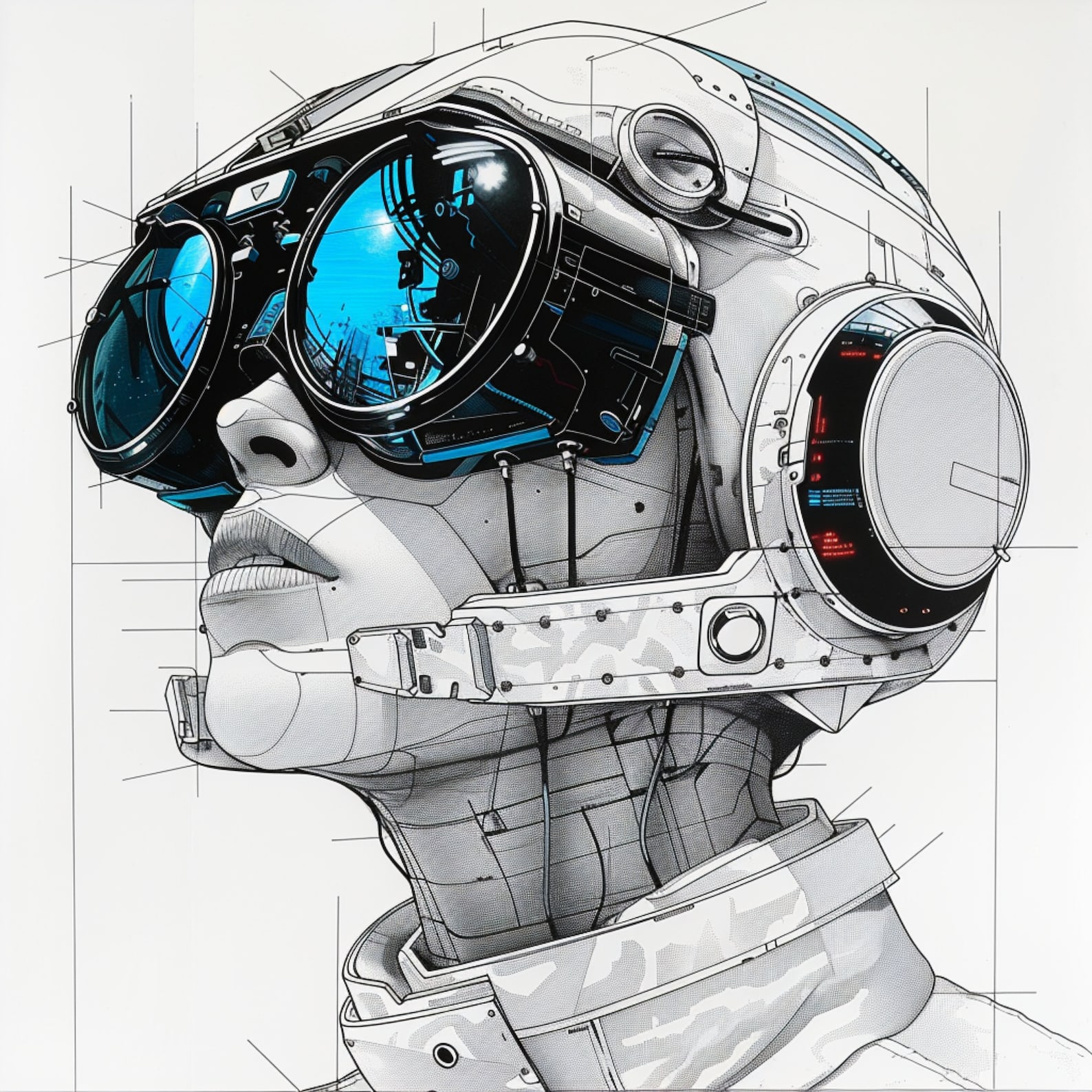 THIRTEEN Futuristic Tech Line Art Digital Images, Modern Sci-fi Art ...