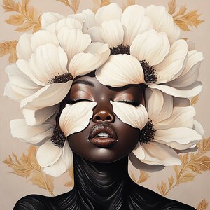 ELEVEN Stunning Black Female Model With Flowers Art, Fashion Shoot ...