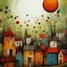 TEN Colorful Abstract Cityscapes, Digital Download, Geometric Houses ...