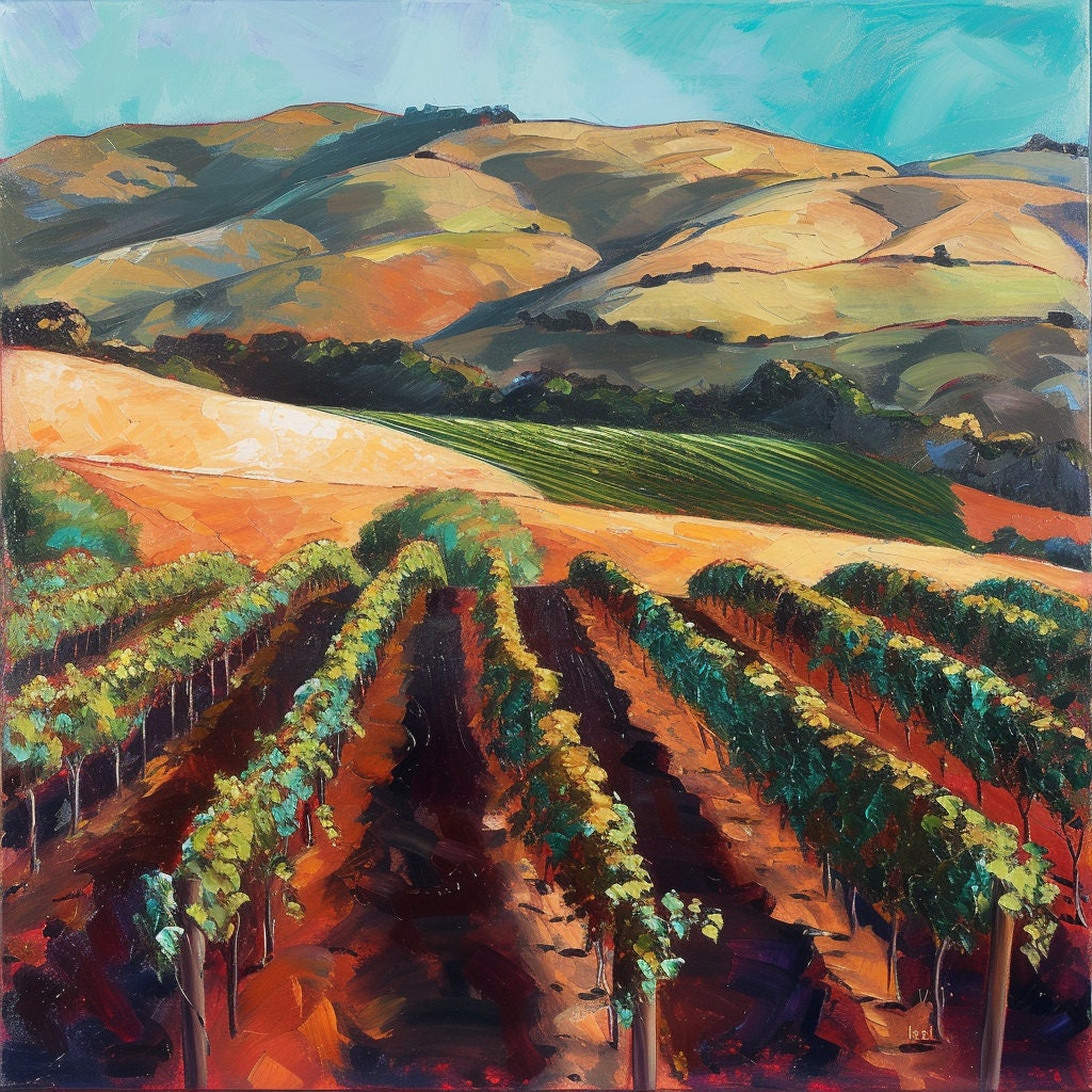 FOURTEEN Napa Valley Art Vineyard, Rustic Painting Sunset Villa Wall ...