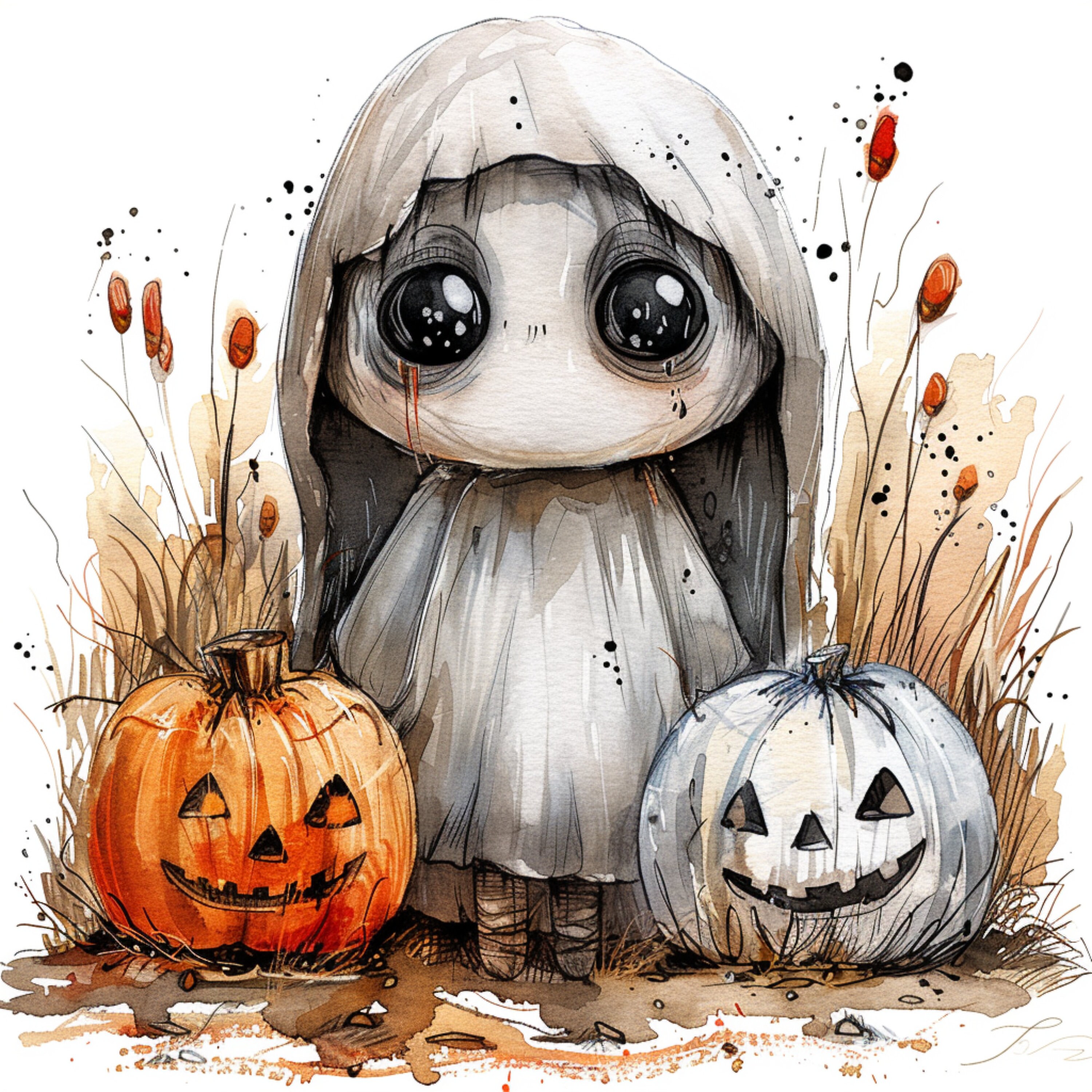 FOURTEEN Cute Halloween Art Collection, Spooky Kids Digital Prints ...