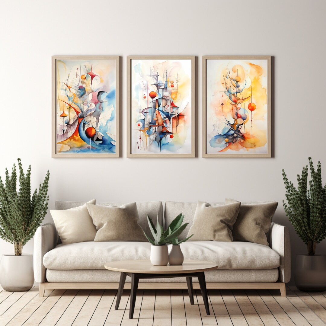 Abstract Art Modern Contemporary Primary Colours Digital Download Three ...