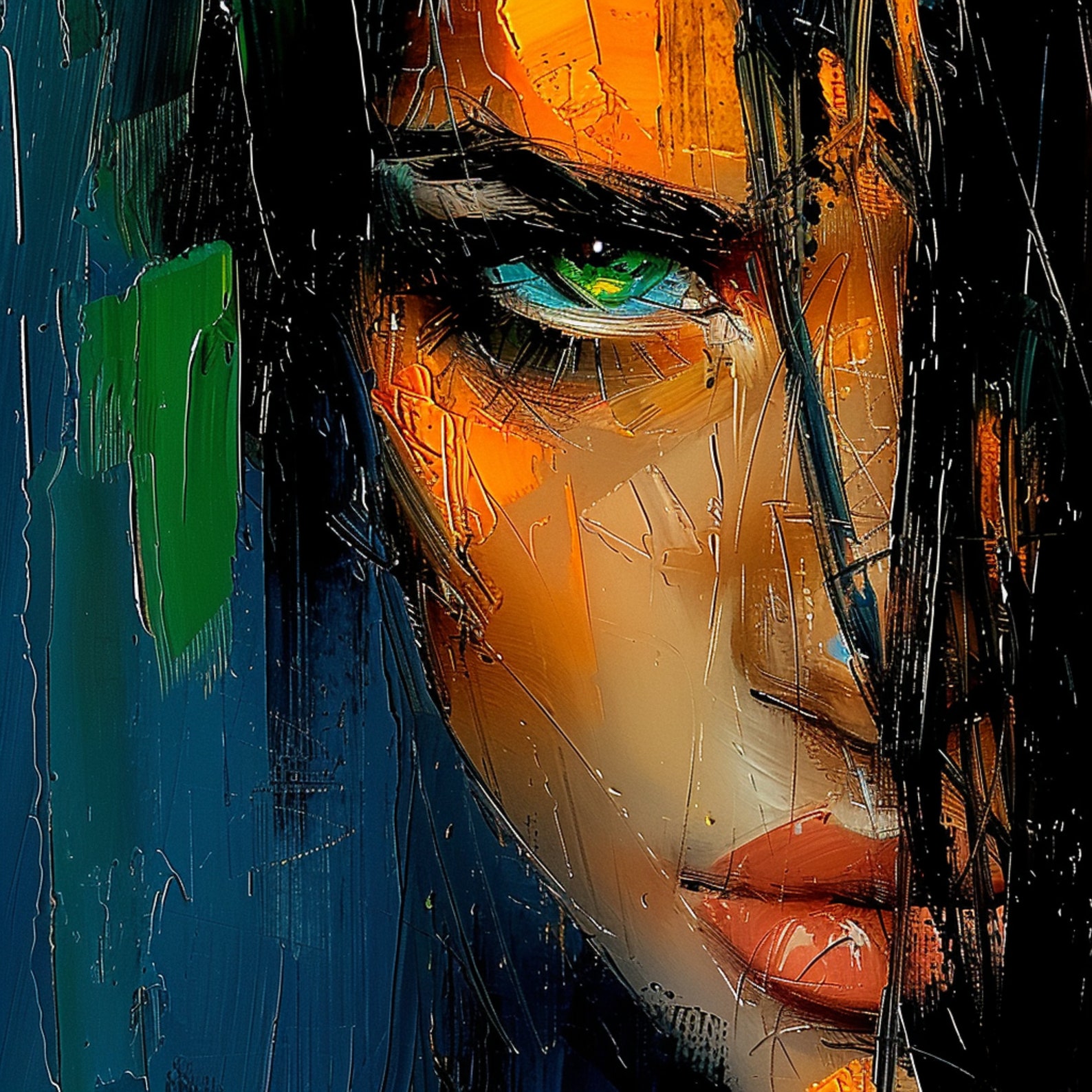 12 Digital Images Poster, Female Portrait Close Up, Artistic Pose ...