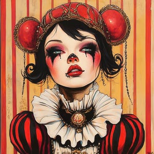 Whimsical Clown Portraits Set of 14 Digital Images Vintage Circus Theme ...