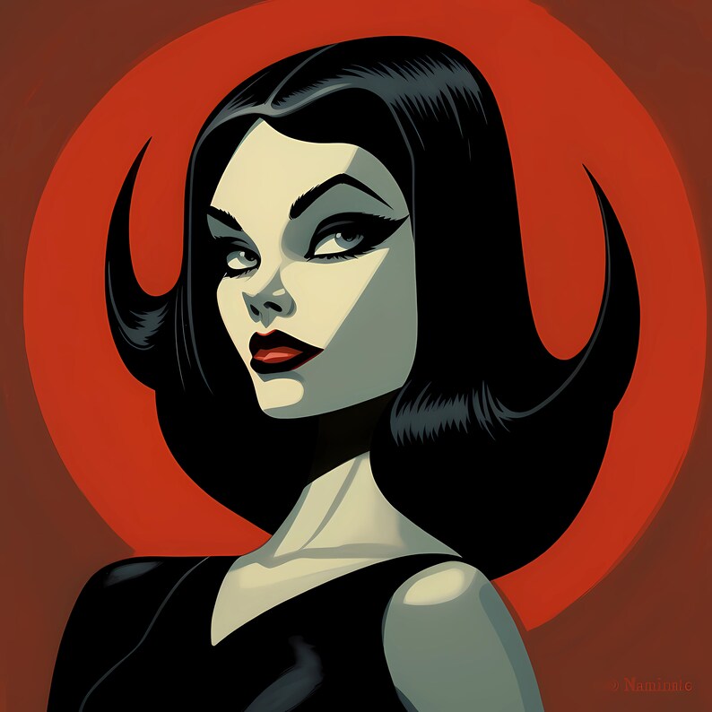 Female Goth Portrait Comic Book Cartoon Style Illustrations Instant ...