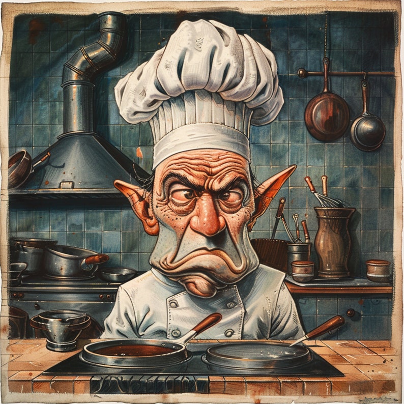 11 Vintage Koch Karikatur Poster, Küchendekoration, Esszimmer Wandkunst ...