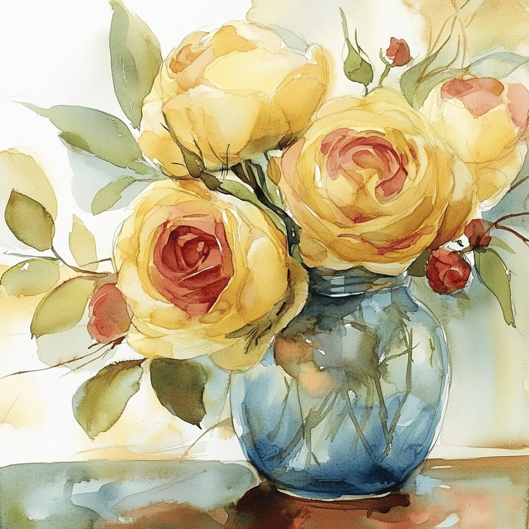 25 Butter Yellow & Pink Rose Art | Floral Printable Wall Decor for DIY ...