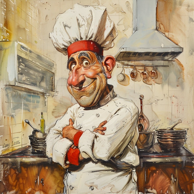 11 Vintage Koch Karikatur Poster, Küchendekoration, Esszimmer Wandkunst ...