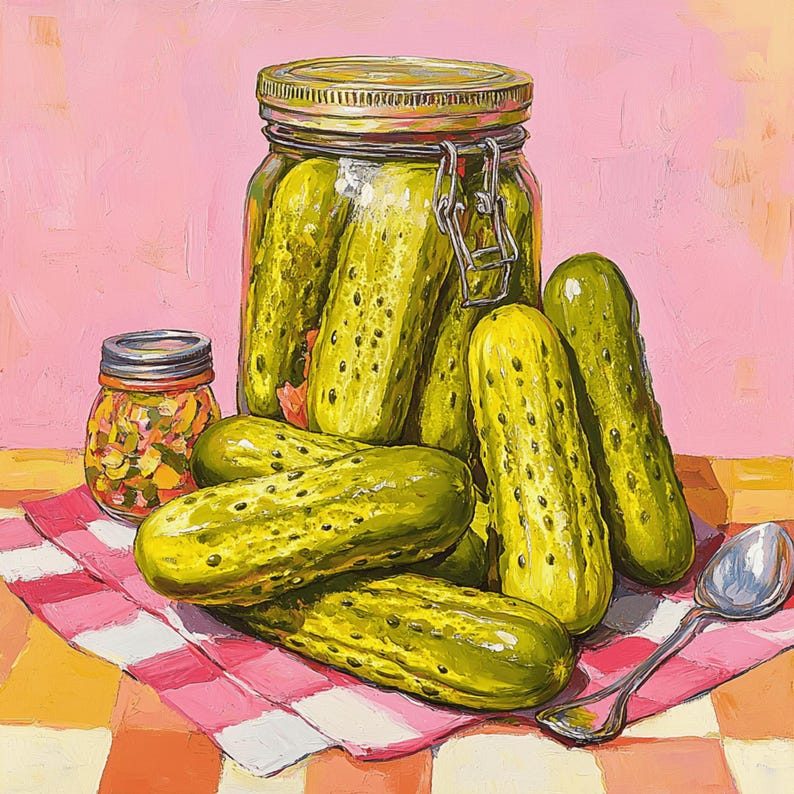 Kitchen Dining Room Wall Decor Dill Pickle Artwork Print Large Square ...