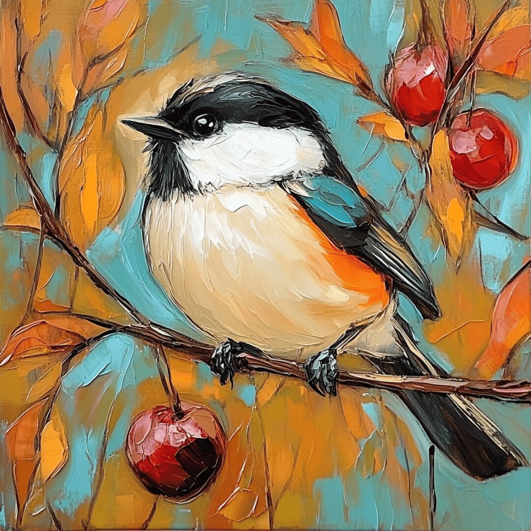 Chickadee Bird Art Prints Set of 12 Digital Nature-inspired Wall Decor ...