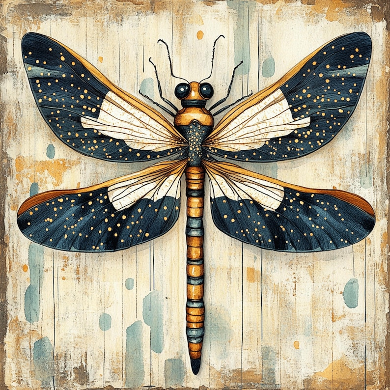 11 Dragonfly Digital Art Print, Large Square Wall Art, Office Artwork ...