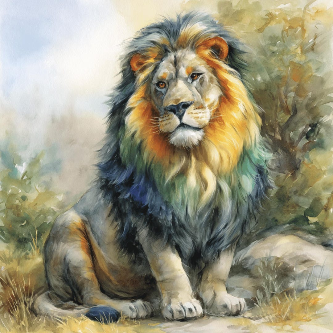 16 Watercolor Lion Family Clipart | Baby Lion Cub Mum Dad Art | POD ...