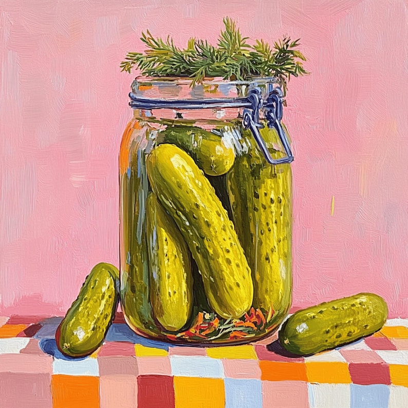 Kitchen Dining Room Wall Decor Dill Pickle Artwork Print Large Square ...