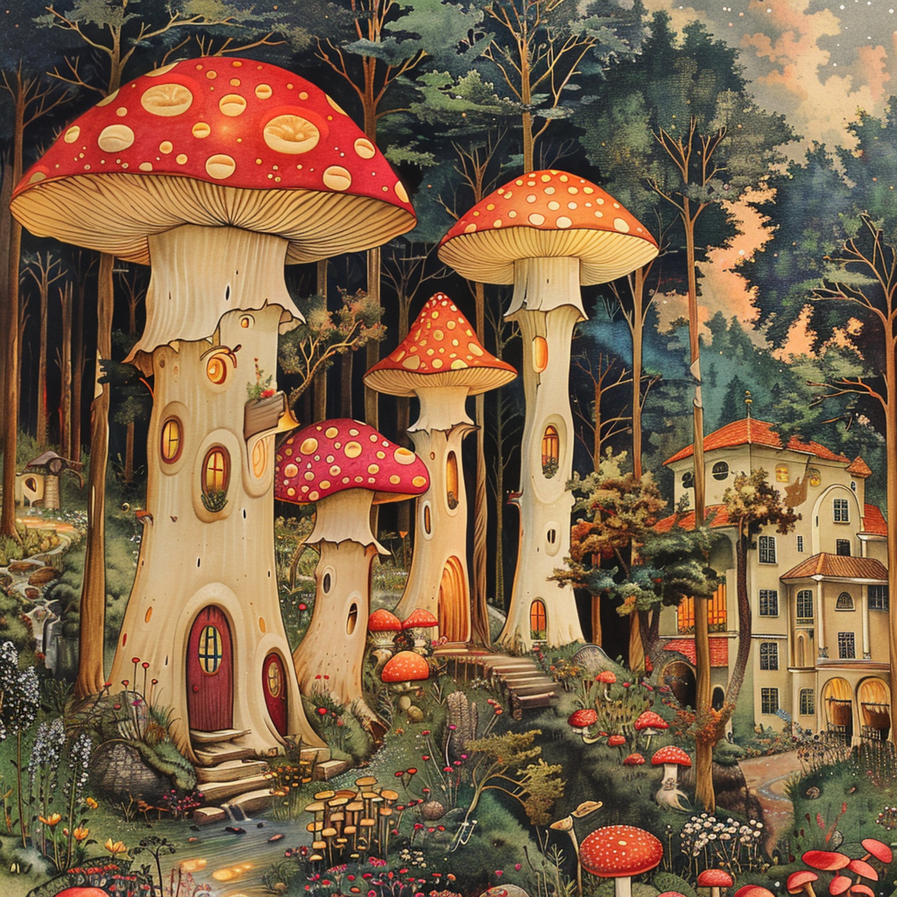 14 Whimsical Folk Art Digital Prints, Digital Images Set, Folk Art Wall ...