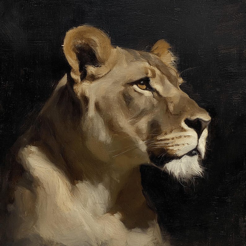 40 Big Cat Portraits Lion Lioness Cub Cougar Art Set Boho Wildlife ...