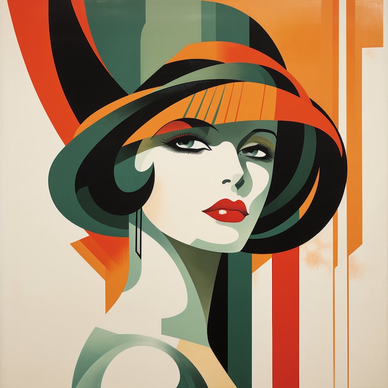 TEN Art Deco Female Portraits Wall Decor Instant Printable Digital ...