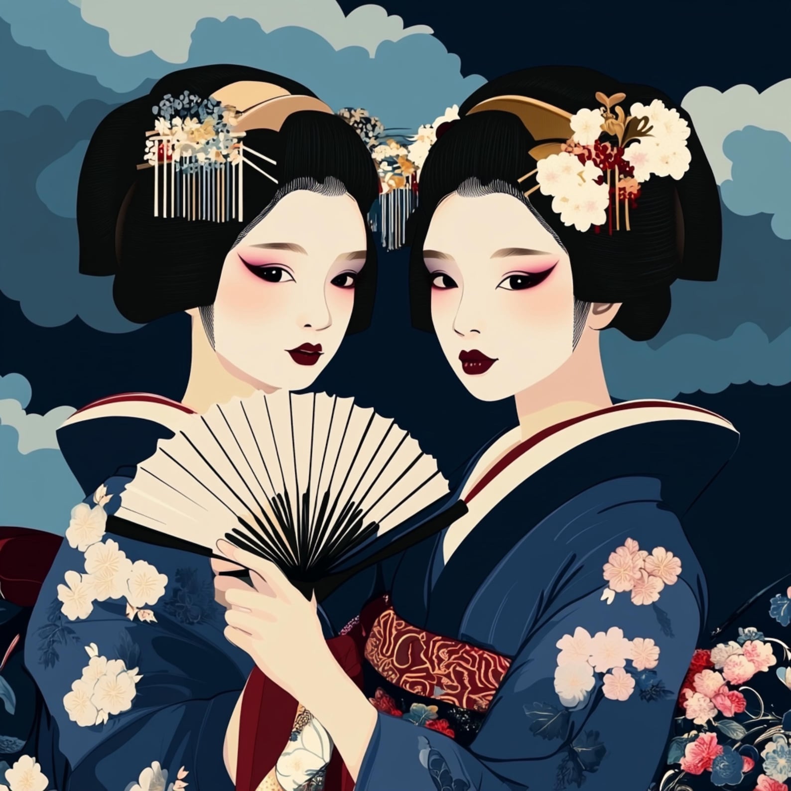 60 Geisha Japanese Girl Poster Large Square Artwork 60 Digital Images ...