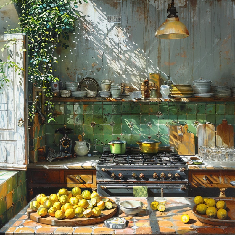 EIGHTEEN Abstract Kitchen Wall Art, Colorful Dining Room Decor, Wine ...