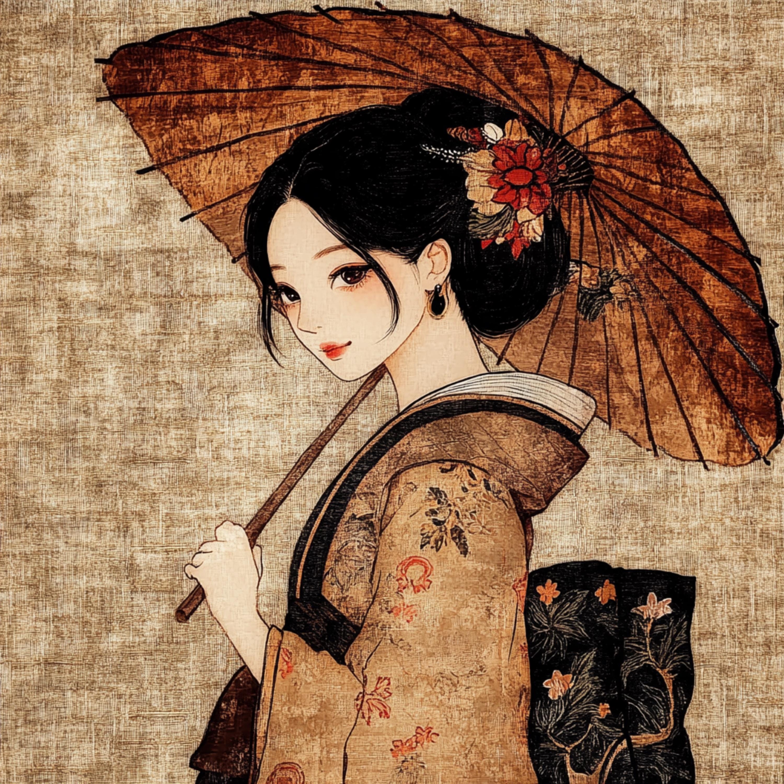 60 Geisha Japanese Girl Poster Large Square Artwork 60 Digital Images ...